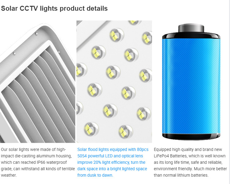 IP66 LED CCTV Powerful Solar Flood Lights